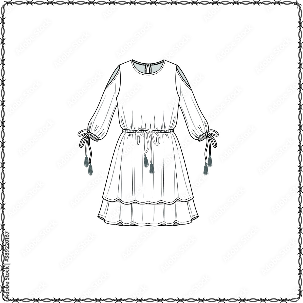 women dress editable fashion flat sketch for creating new designs ...