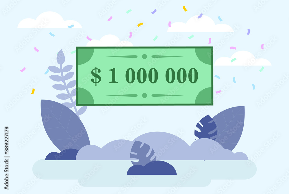 Cartoon Vector Composition With Bank Cheque For Million Dollars ...