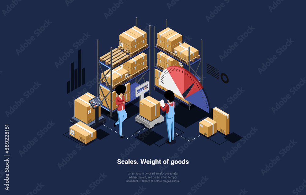 Vector Composition Of Male And Female Characters Weighting Goods In ...