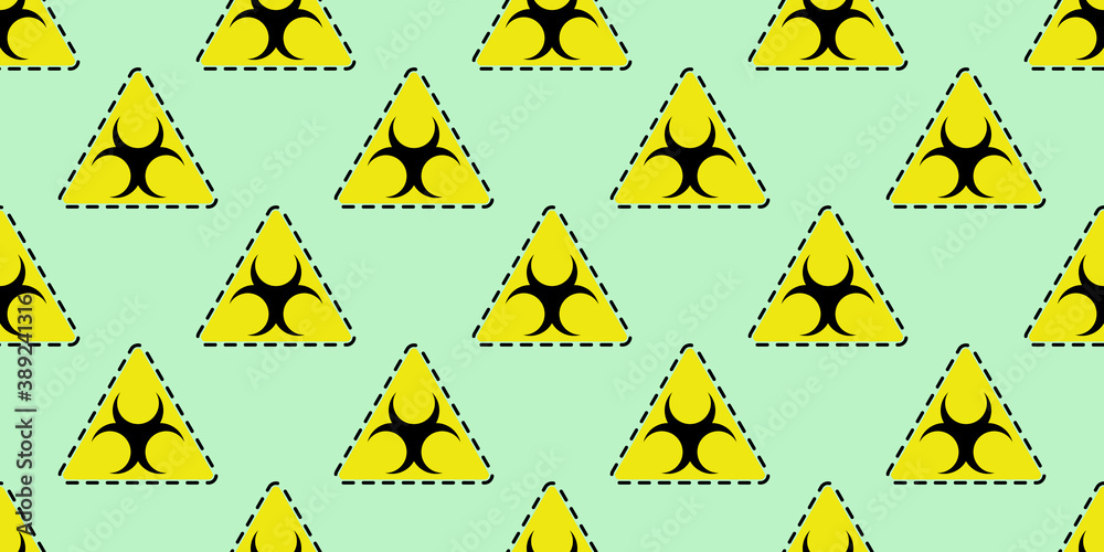 Vector graphic of Bio hazard symbol sign seamless pattern. Danger ...