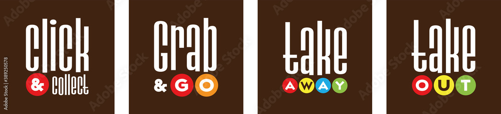 Click and collect, take away, take out, grab and go Stock Vector ...