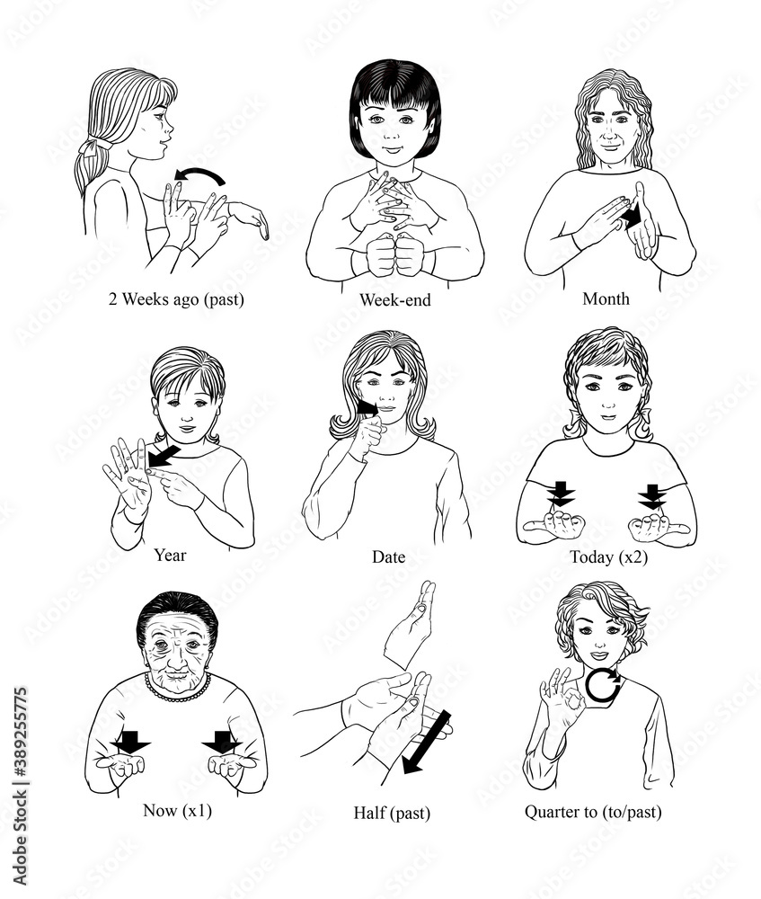 BSL illustrations series: 'Describing time, part 2' Stock Illustration ...