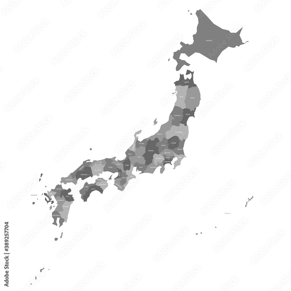 Japan - map of prefectures Stock Vector | Adobe Stock
