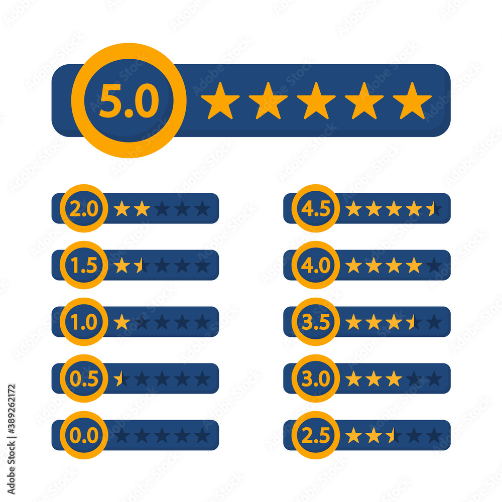 Set of stars rating to rate how good the service offered is. Rating ...
