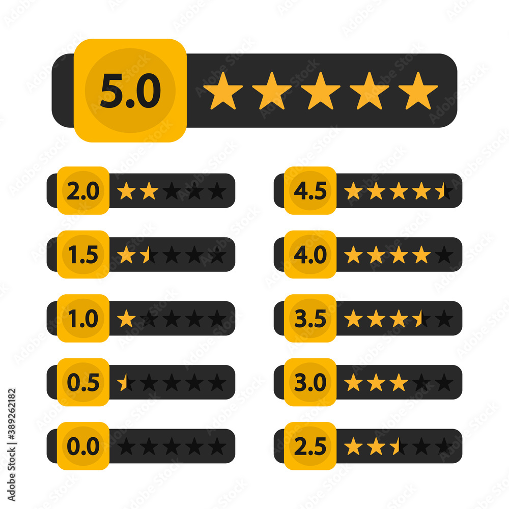 Set of stars rating to rate how good the service offered is. Rating ...