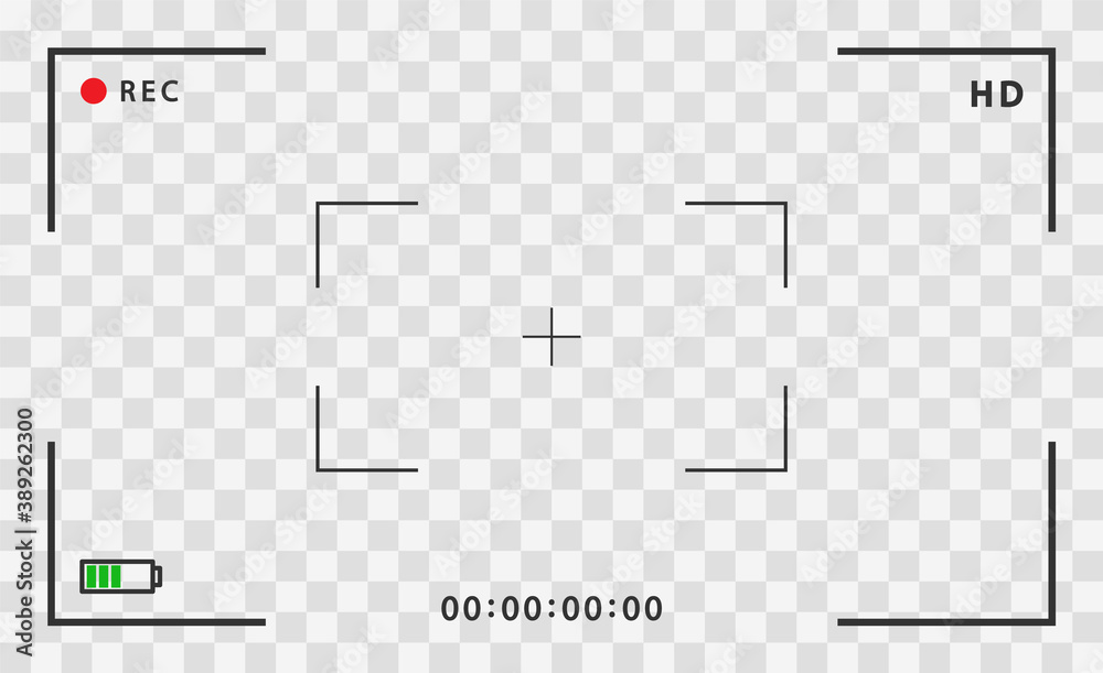 Camera view viewing images. Video recording screen on a transparent ...