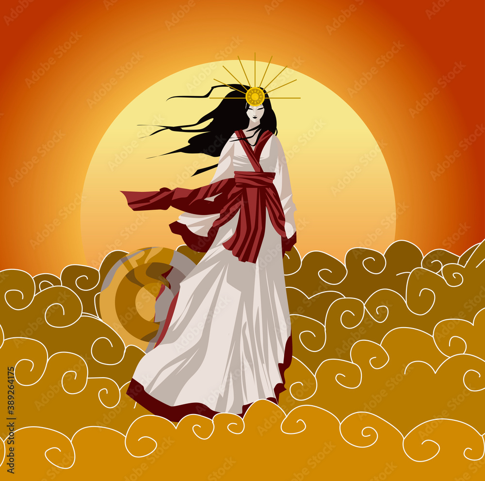 amaterasu Shinto sun mythology goddess Stock Vector | Adobe Stock