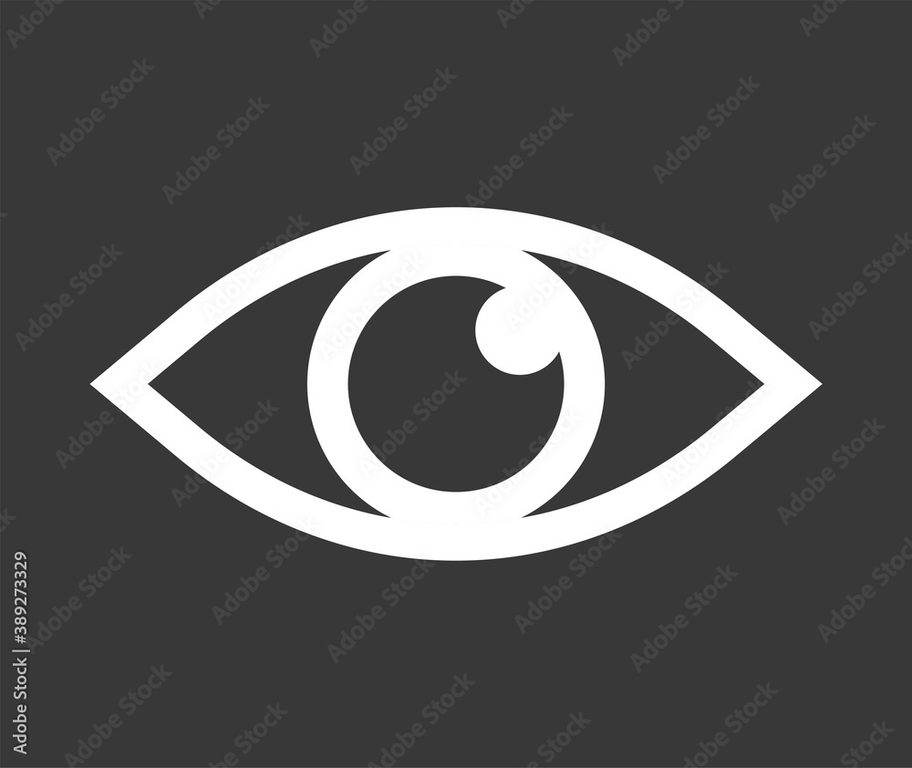 Eye icon vector line outline art isolated on dark background ...