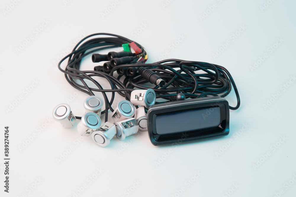 Parking sensors for a car on a white background. Car accessory. Stock ...