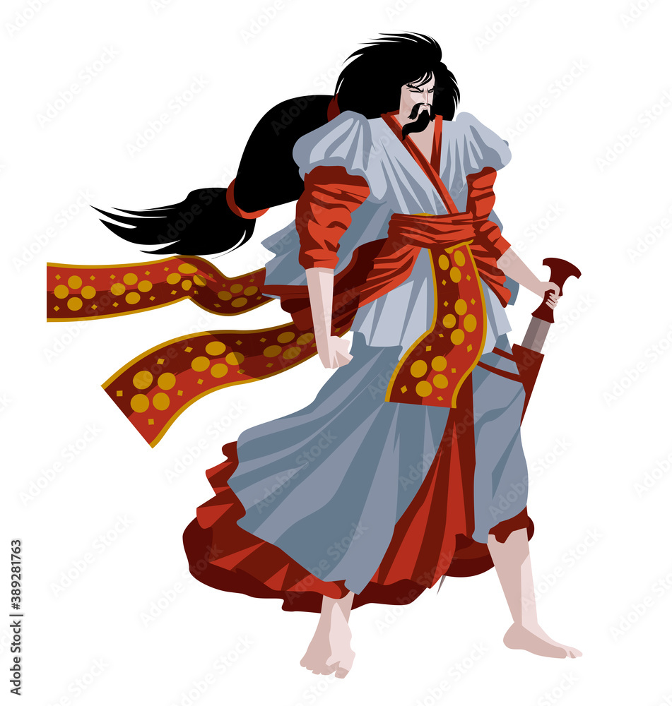 susanoo shinto god of storm and sea with kusanagi sword Stock Vector ...