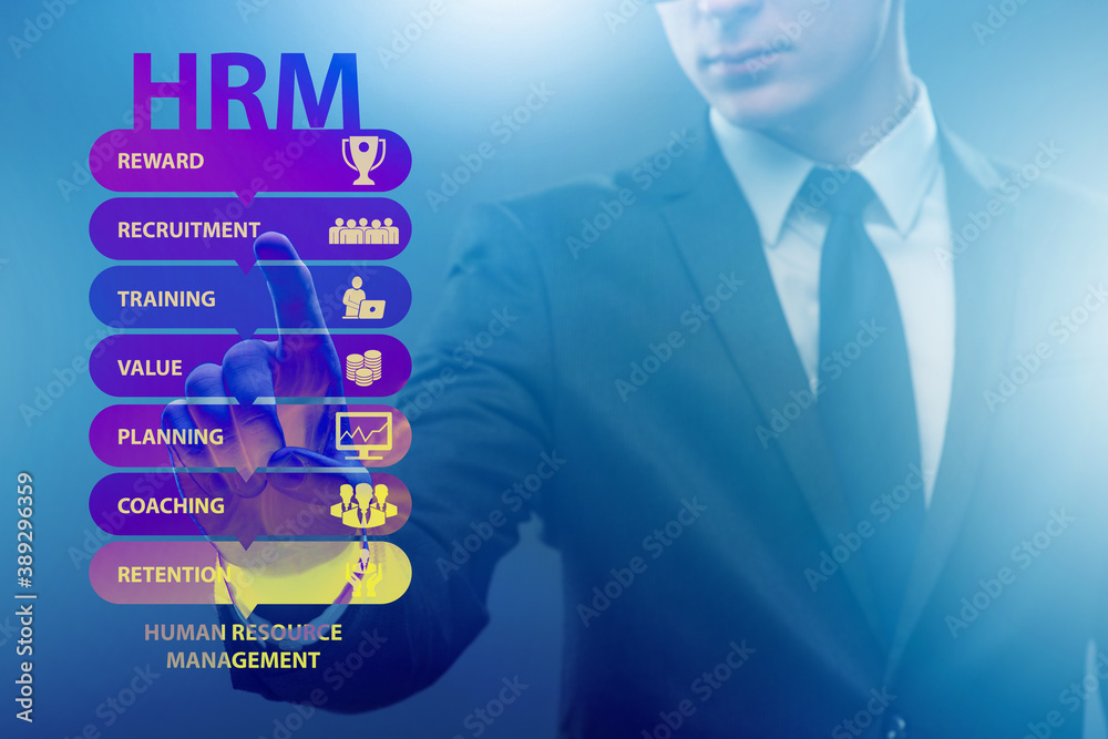 HRM - Human resource management concept with businessman Stock Photo ...