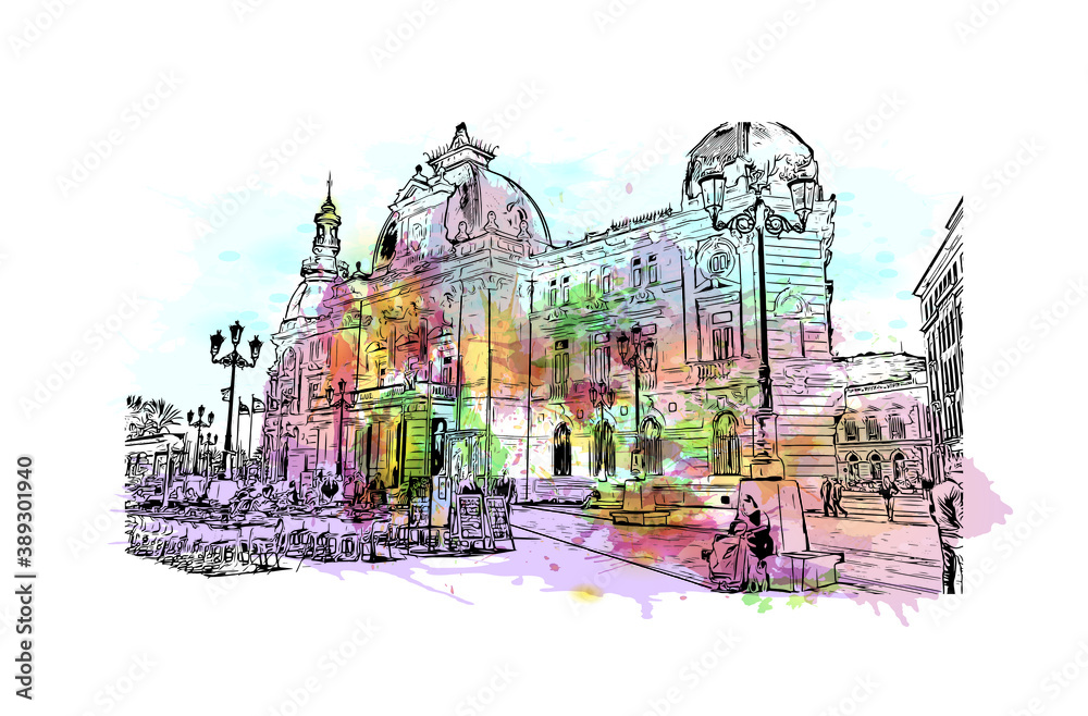 Building view with landmark of Cartagena is a port city and naval base ...