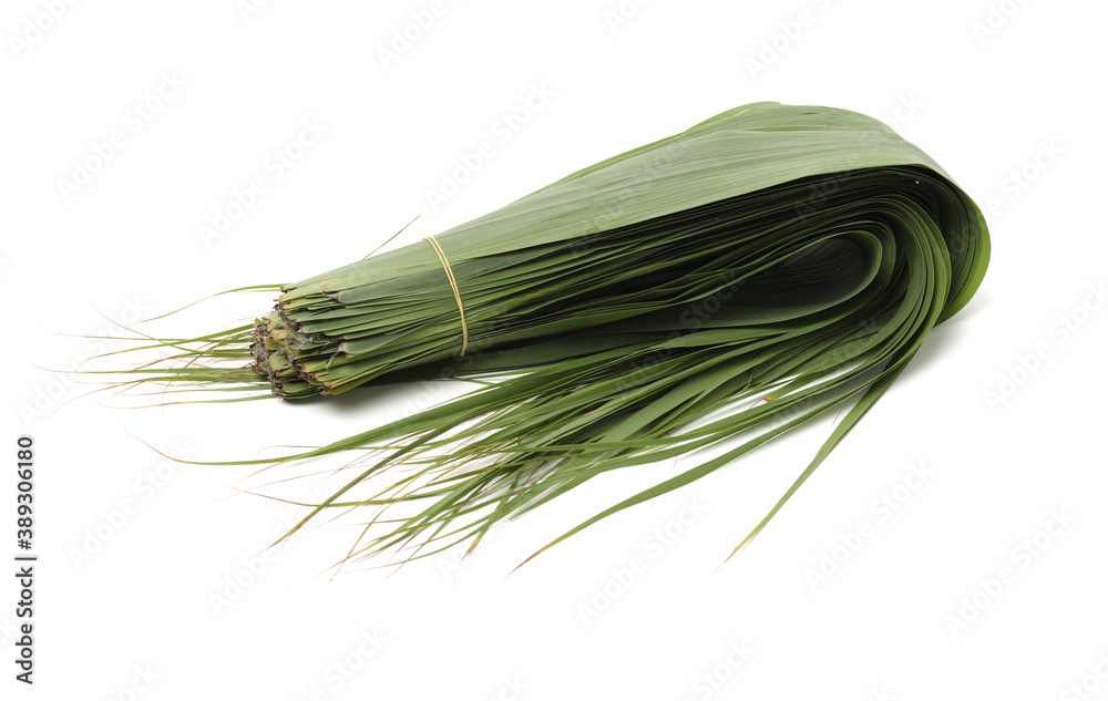 Chinese traditional food rice dumpling,Reed leaves isolated on white ...