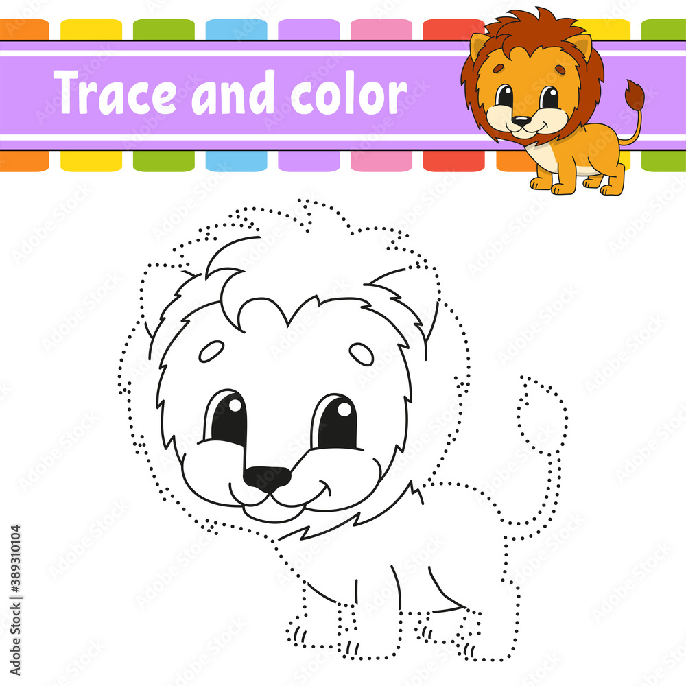 Trace and color. Coloring page for kids. Handwriting practice ...