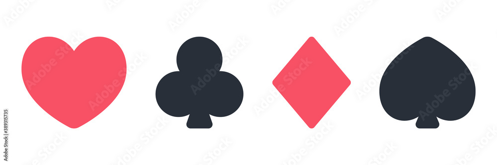Suit of playing cards. Vector illustration symbols isolated on white ...