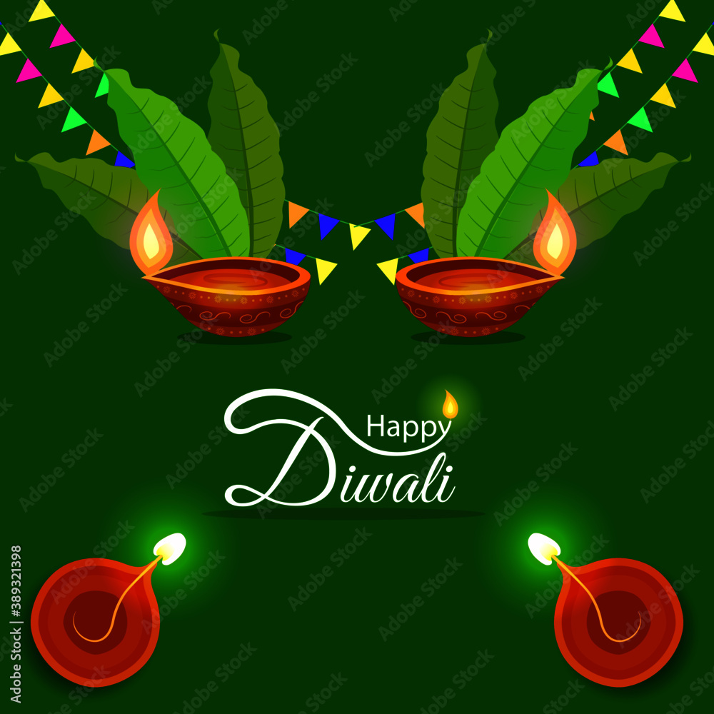 Happy Diwali Green Diwali ! Festival greeting layout with traditional ...