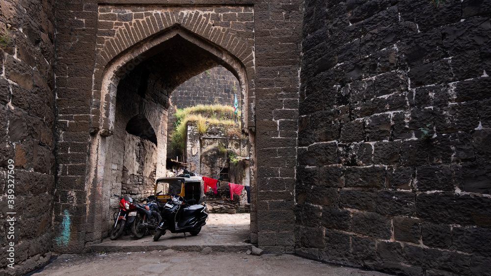 Kalaburagi fort back entrance gate inner view arch Stock Photo | Adobe ...