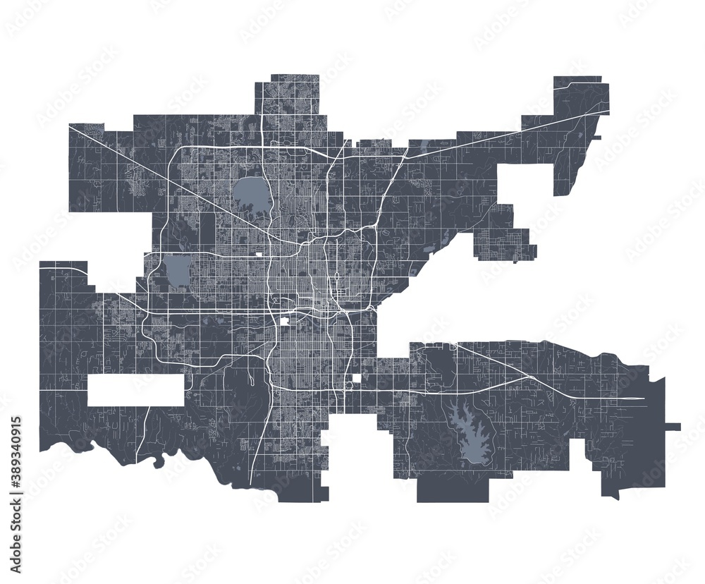 Oklahoma city map. Detailed map of Oklahoma city city poster with ...