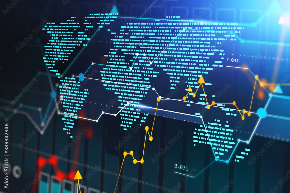 World map and financial graph background Stock Photo | Adobe Stock