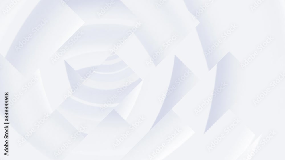 Clean white motion background animation with rotating refracted curved ...
