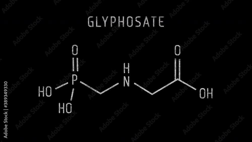 Glyphosate Molecular Structure Symbol Sketch or Drawing Animation on ...