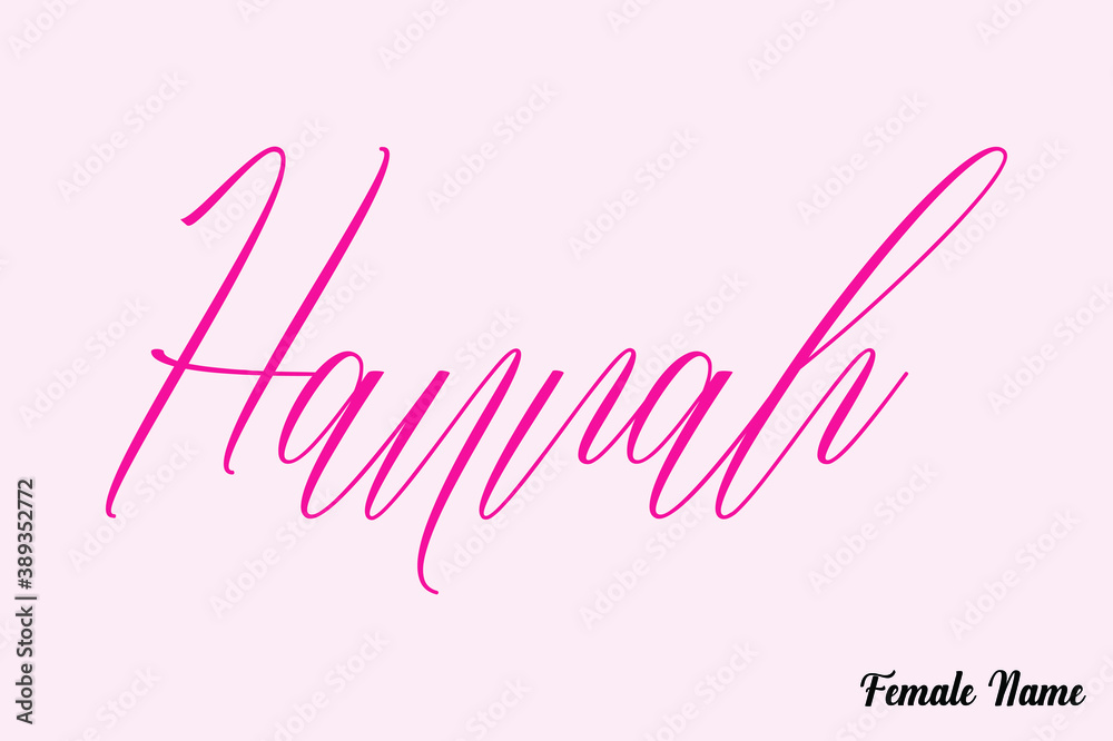 Hannah-Female Name Calligraphy Cursive Dork Pink Color Text on Light ...