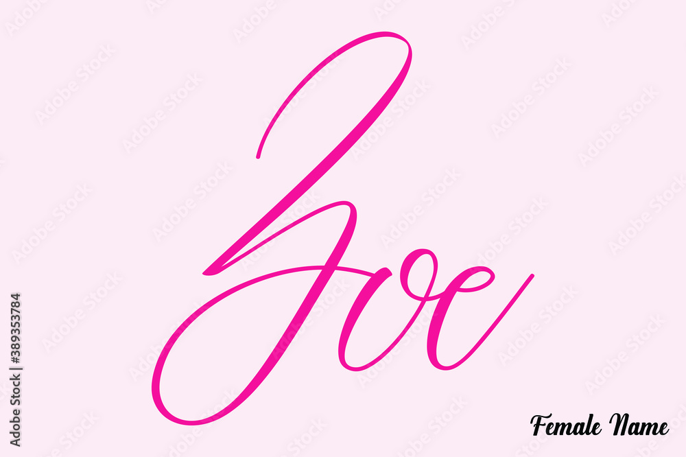 Zoe-Female Name Calligraphy Cursive Dork Pink Color Text on Light Pink ... Zoe-Female Name Calligraphy Cursive Dork Pink Color Text on Light Pink ...
