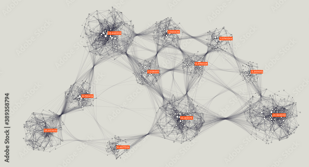 Vetor de Distributed computing. Big data visual representation. Cluster ...