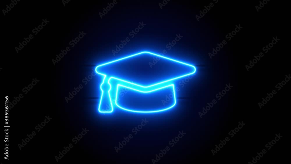 Graduation Cap neon sign appear in center and disappear after some time ...