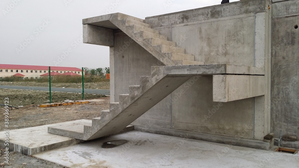 Picture of straight precast concrete stairs with landings completely ...