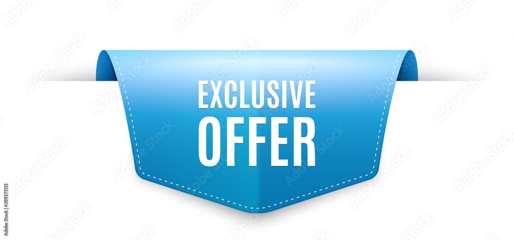 Exclusive offer. Ribbon label tag. Sale price sign. Advertising ...