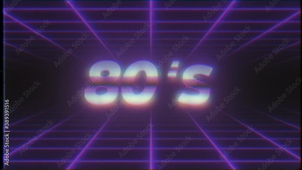 Retro wave style background. 80’s sign with glitch flickering effect ...