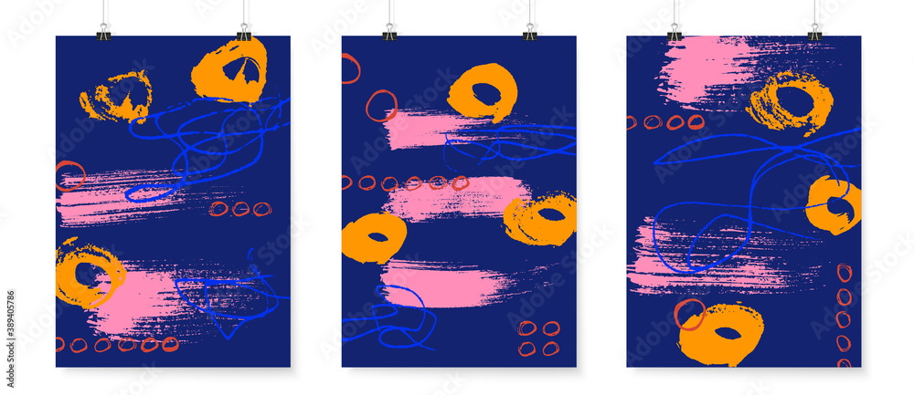 Abstract backgrounds set. Grunge poster backdrops. Posters on binder ...
