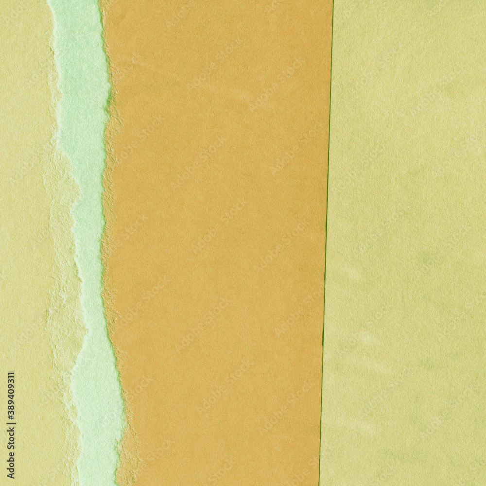 Green torn paper collage close-up. Texture made from various paper and ...