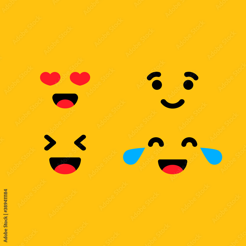 Set of emoticons. Set of emoji on yellow background. Social media ...