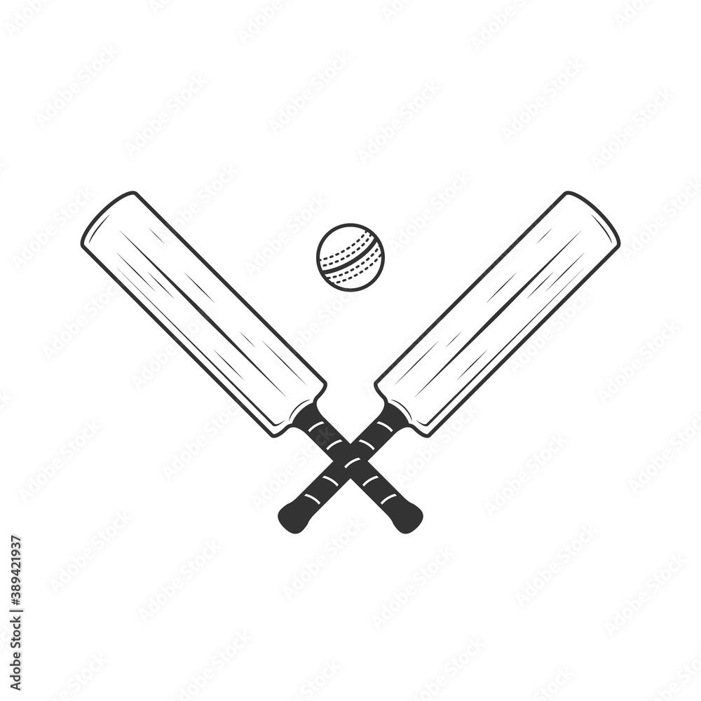 Vecteur Stock Cricket bat and ball icons isolated on white background ...