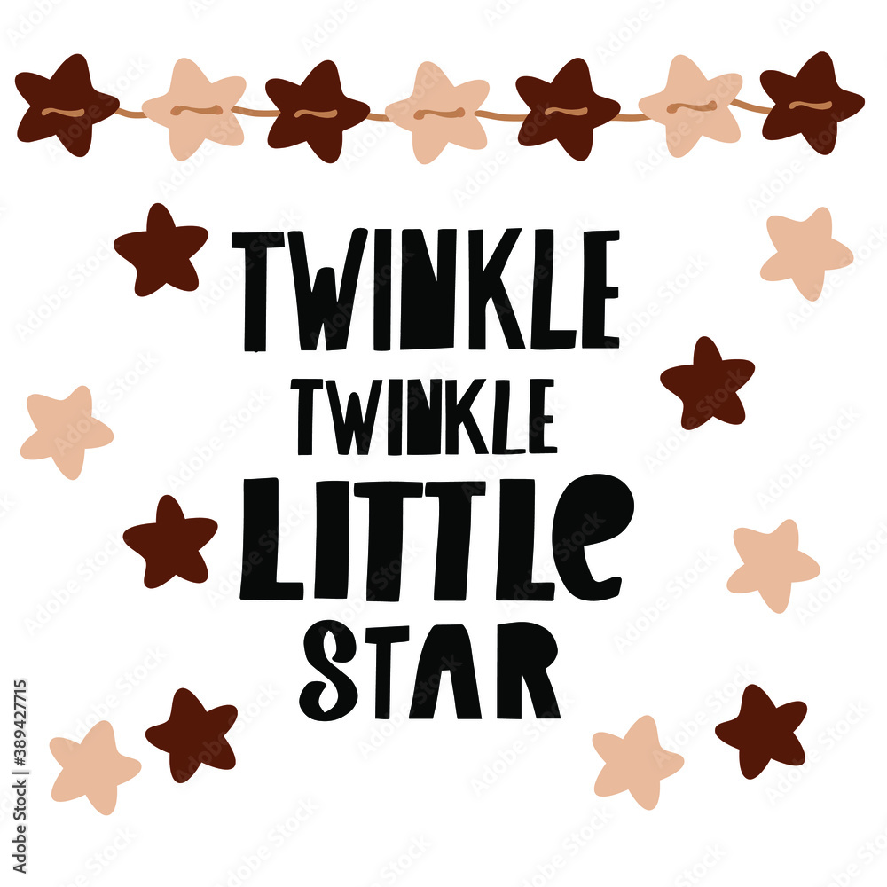 Twinkle twinkle little star. Baby shower invitation element. Hand ...