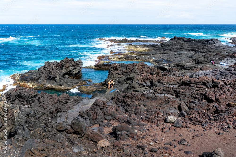 Azores, island of Sao Miguel, the natural lava rock pools Caneiros in ...