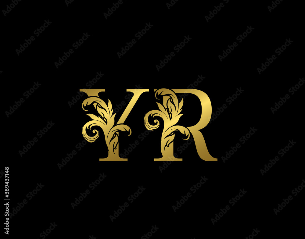 Gold Y, R and YR Luxury Letter Logo Icon. Graceful royal style. Luxury ...