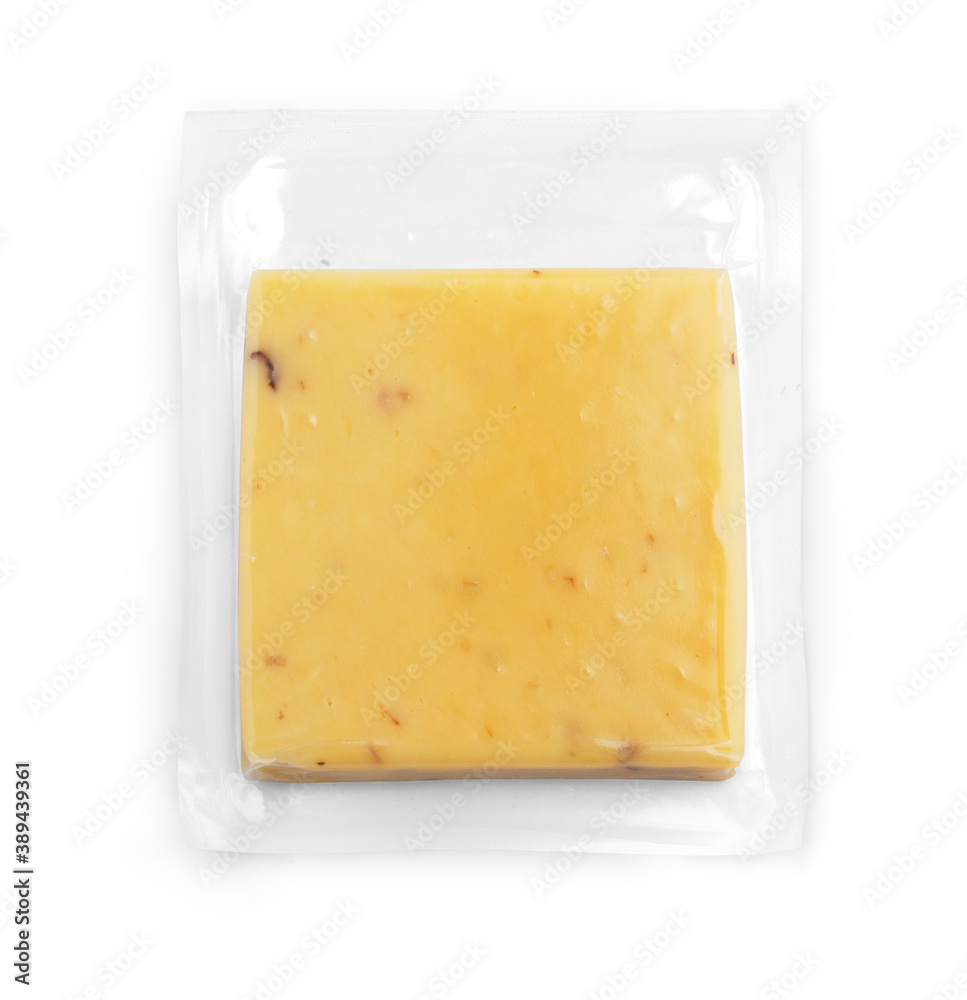 Blank vacuum cheese plastic package isolated on white background ...