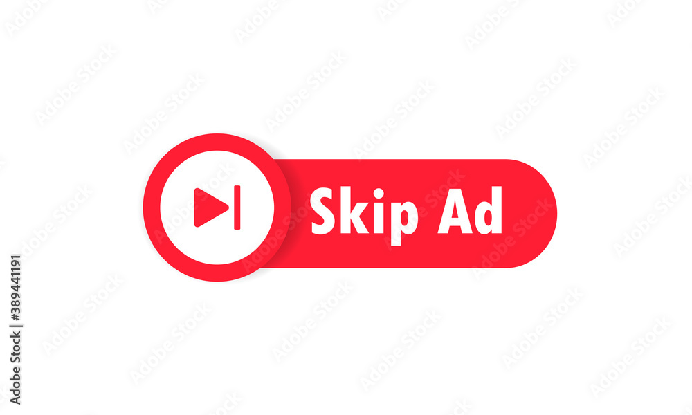 Skip ad button. Advertisement. Vector on isolated white background. EPS ...