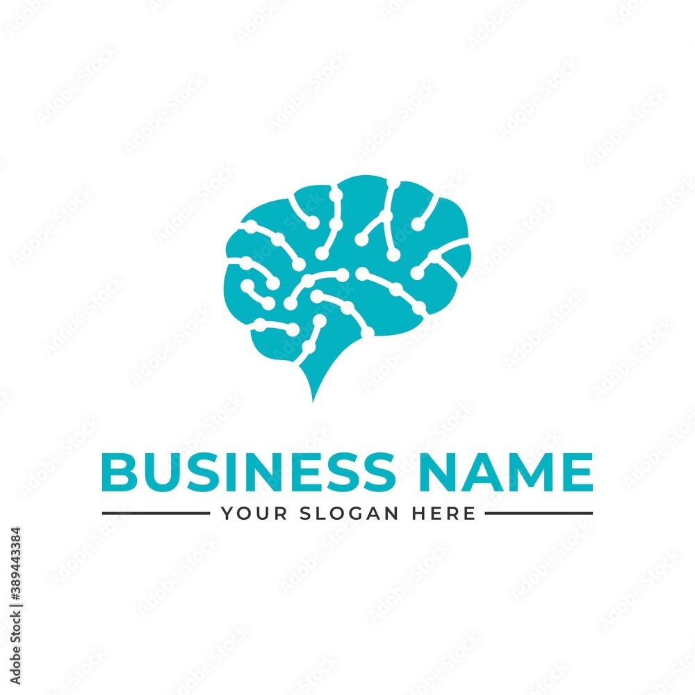brain data logo design. Brain technology logo template.Design ...