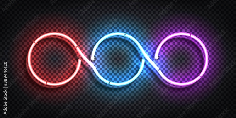 Vector realistic isolated neon sign of three circle frame for template ...