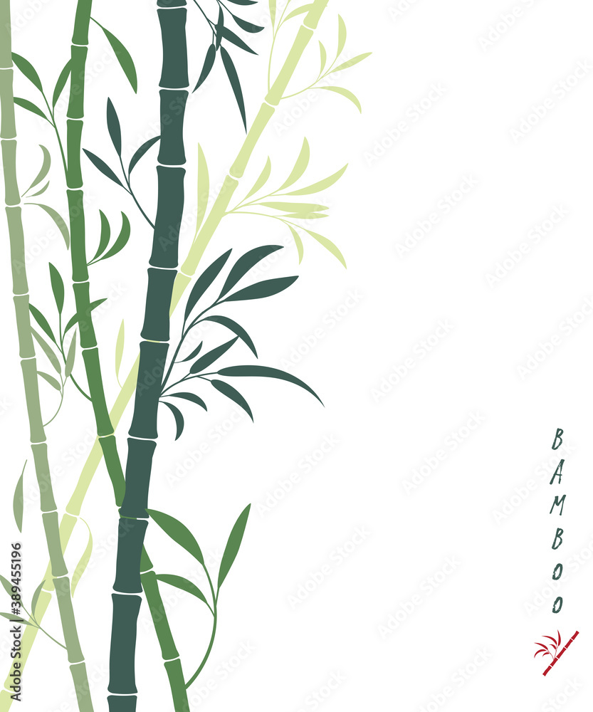 Vector bamboo background with dark and light green bamboo stems and ...
