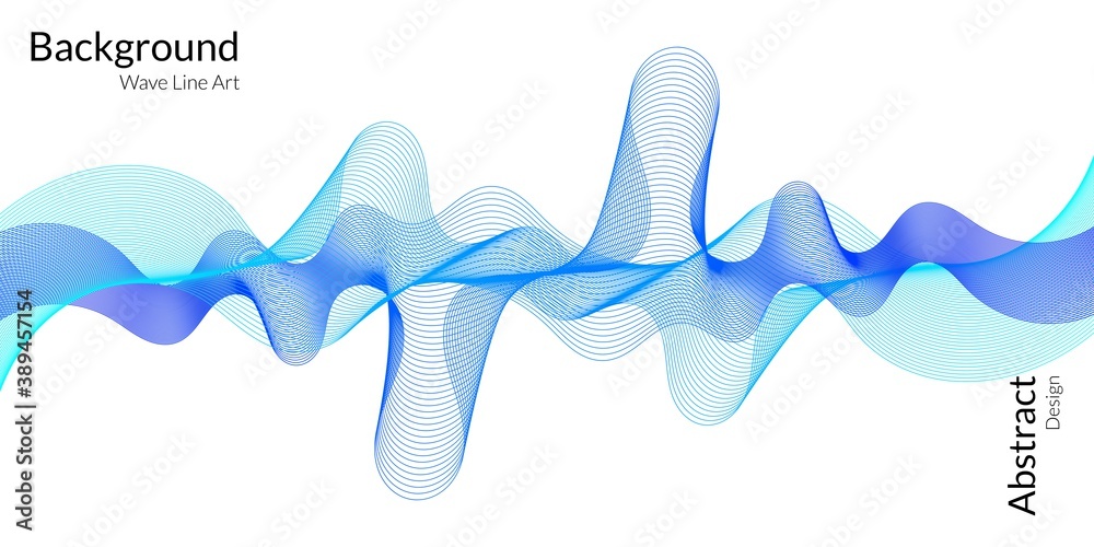 Modern abstract background with wavy lines in blue gradations. Wave ...