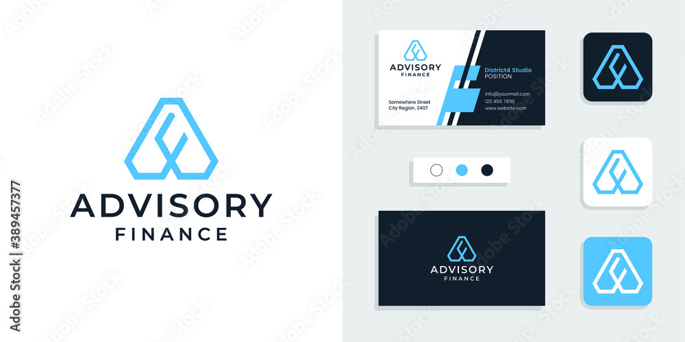 Advisory finance with initial AF logo and business card design template ...