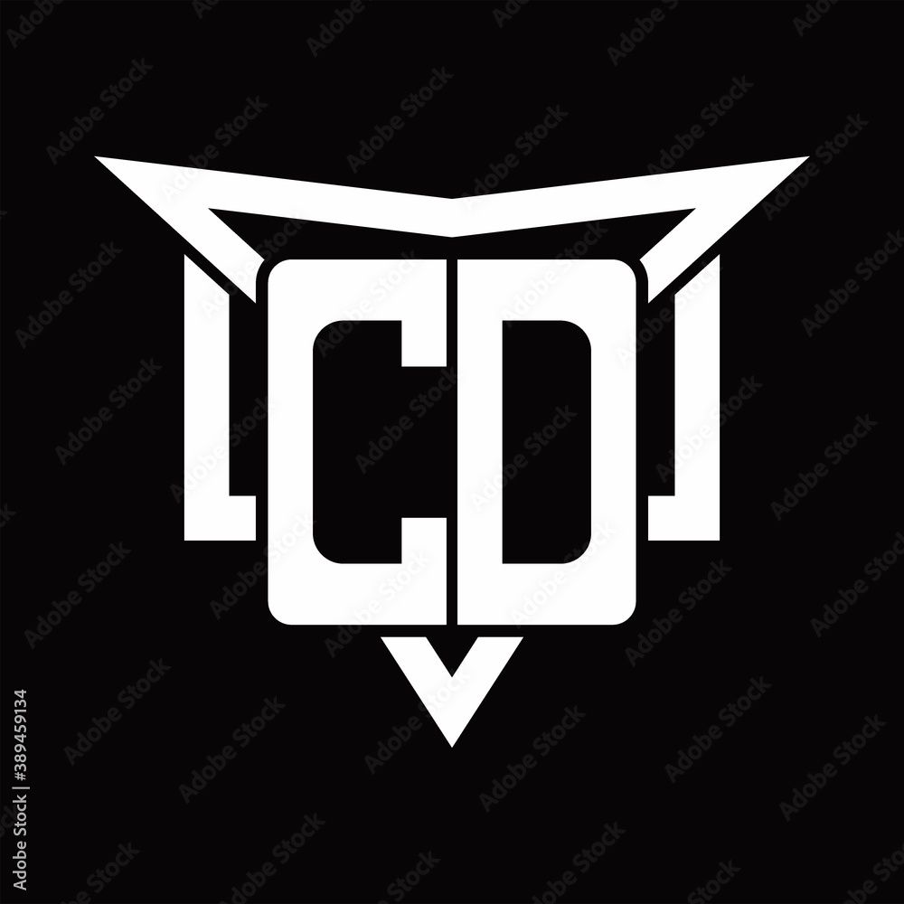 CD Logo monogram with triangle sharp and half square rounded design ...