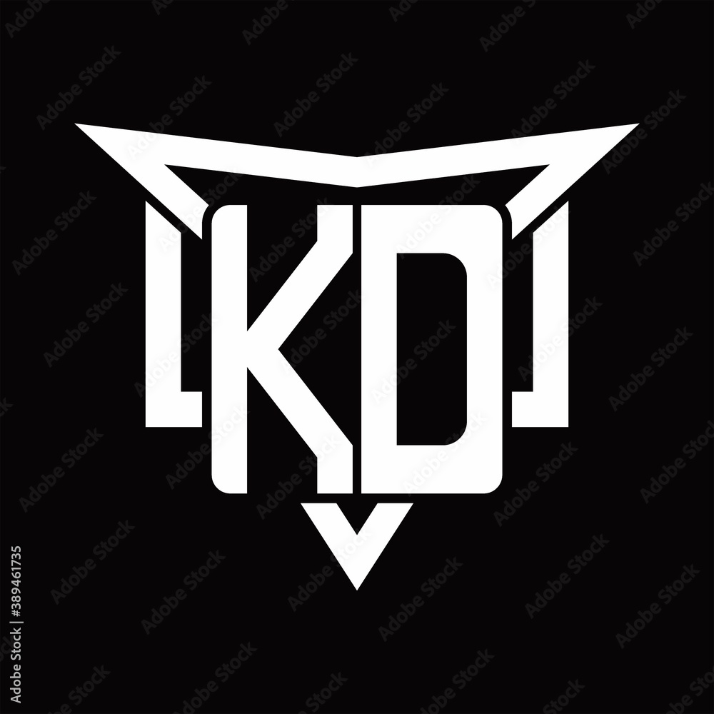 KD Logo monogram with triangle sharp and half square rounded design ...