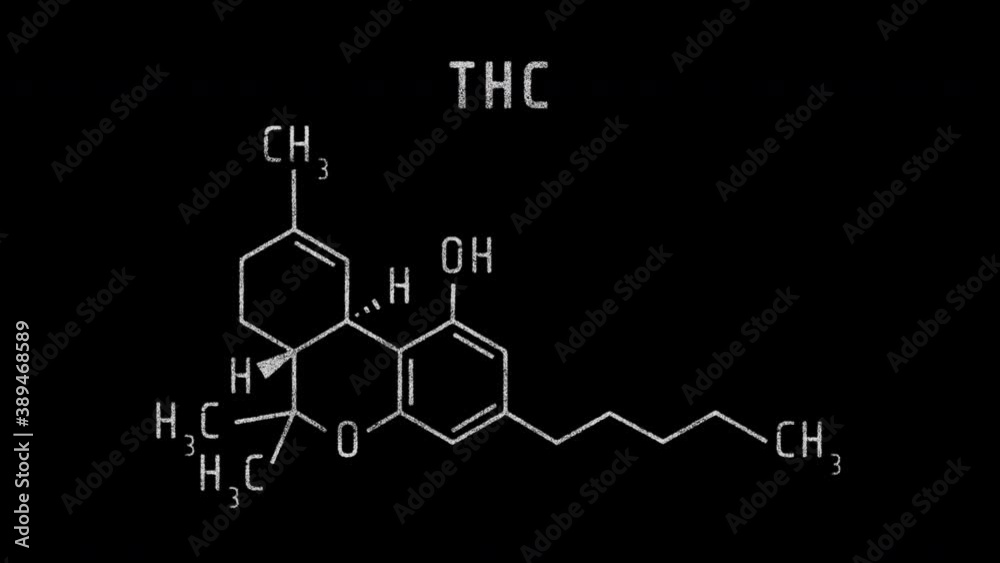 THC or Tetrahydrocannabinol Molecular Structure Symbol Sketch or ...