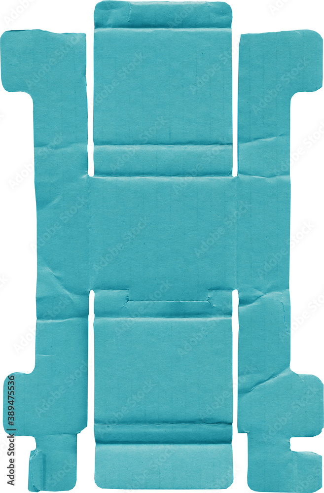 Close up of a blue vintage torn sheet of carton. Cardboard paper ...